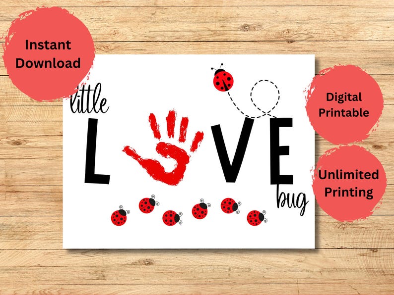 Valentine's Day Handprint Kids Craft Printable, Love Bug Parent Gift ...