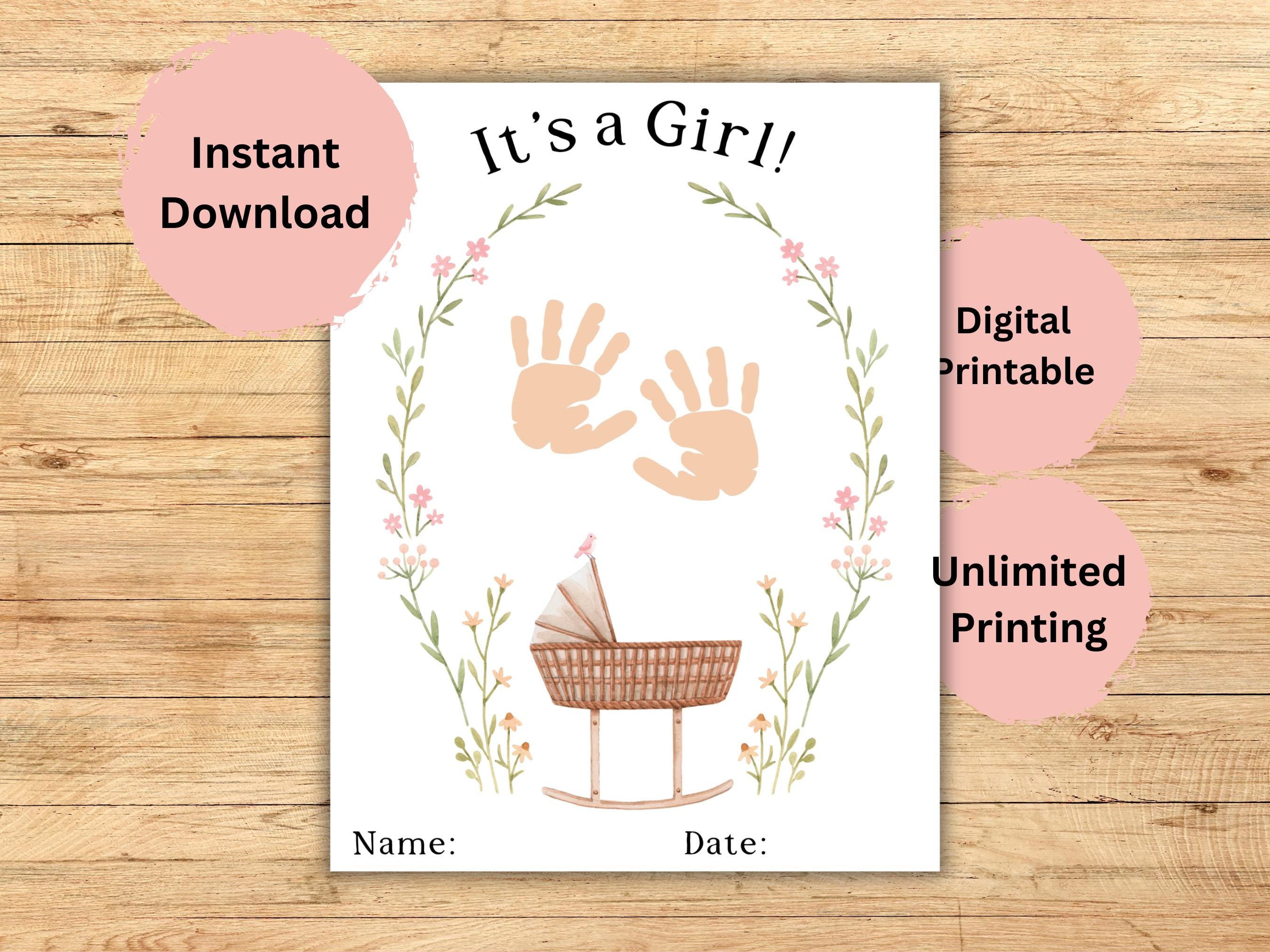 Newborn Baby Girl Handprint Craft Printable, Great Keepsake Memory Gift ...