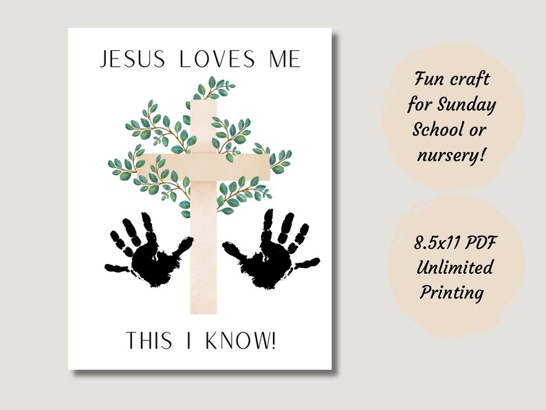 Jesus Loves Me Kids Handprint Craft for Church Nursery, Sunday School ...