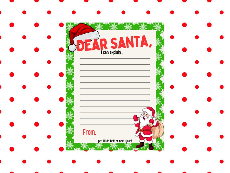 Kids Christmas Santa Letter Printable Dear Santa Letter North Pole ...