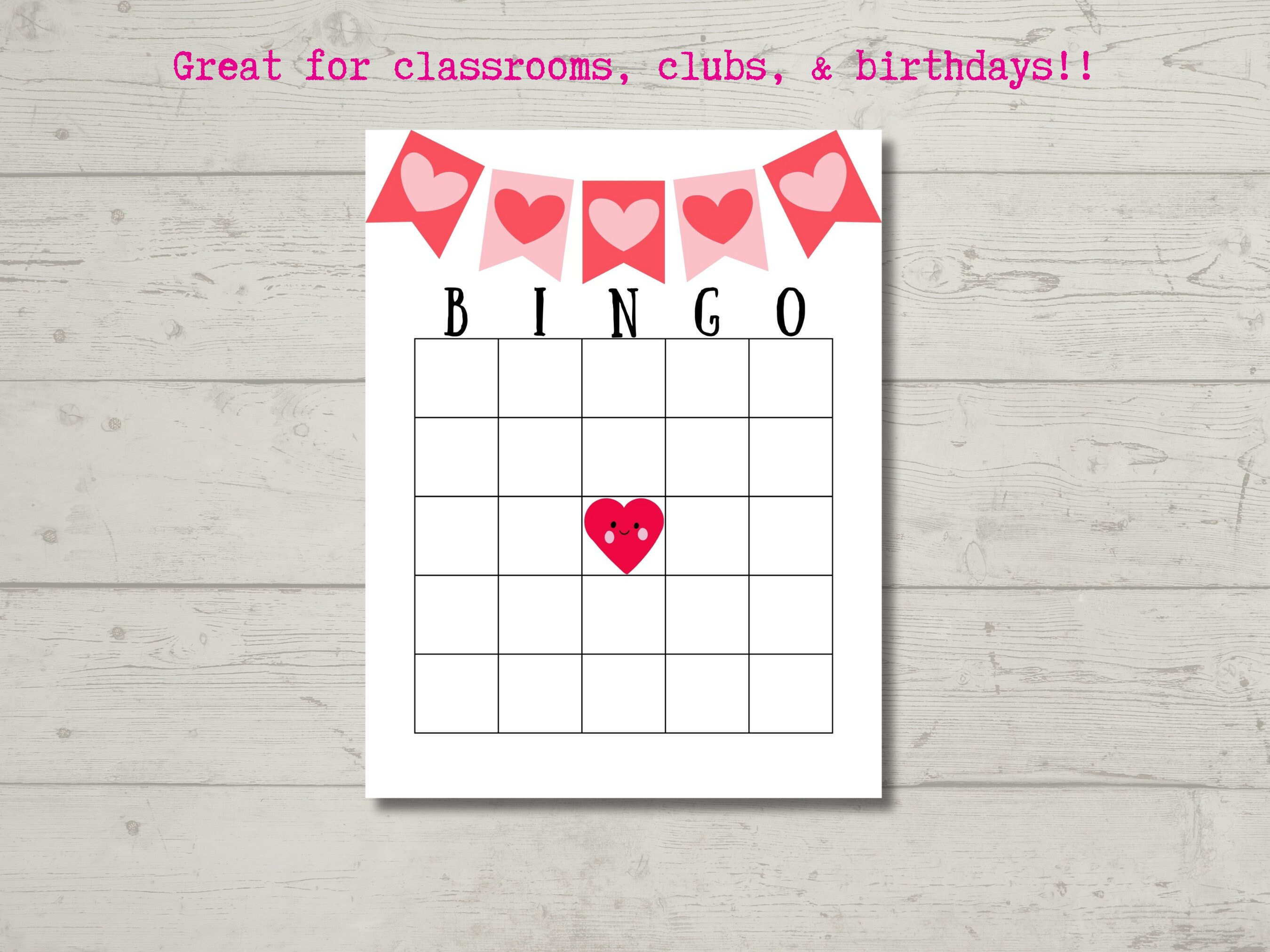 Valentine's Day Printable Bingo Blank Valentine Game Dinner Group ...