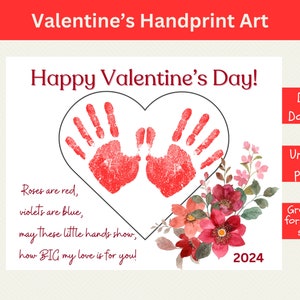 Valentine's Day Handprint Craft Printable Parent Grandparent Gift Baby ...