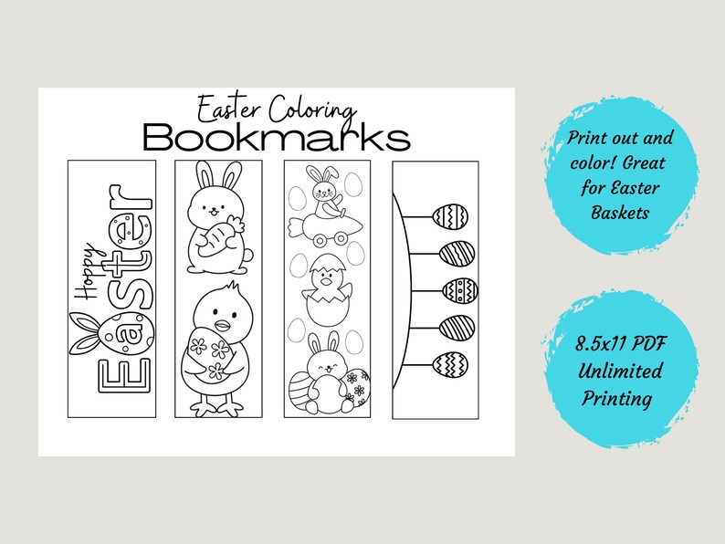 Kids Easter Bookmark Coloring Printable - Craft Activity for School or ...