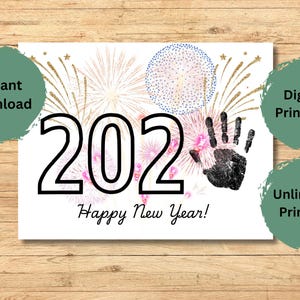 New Years Handprint Craft | 2025 Kids Preschool or Daycare Activity ...