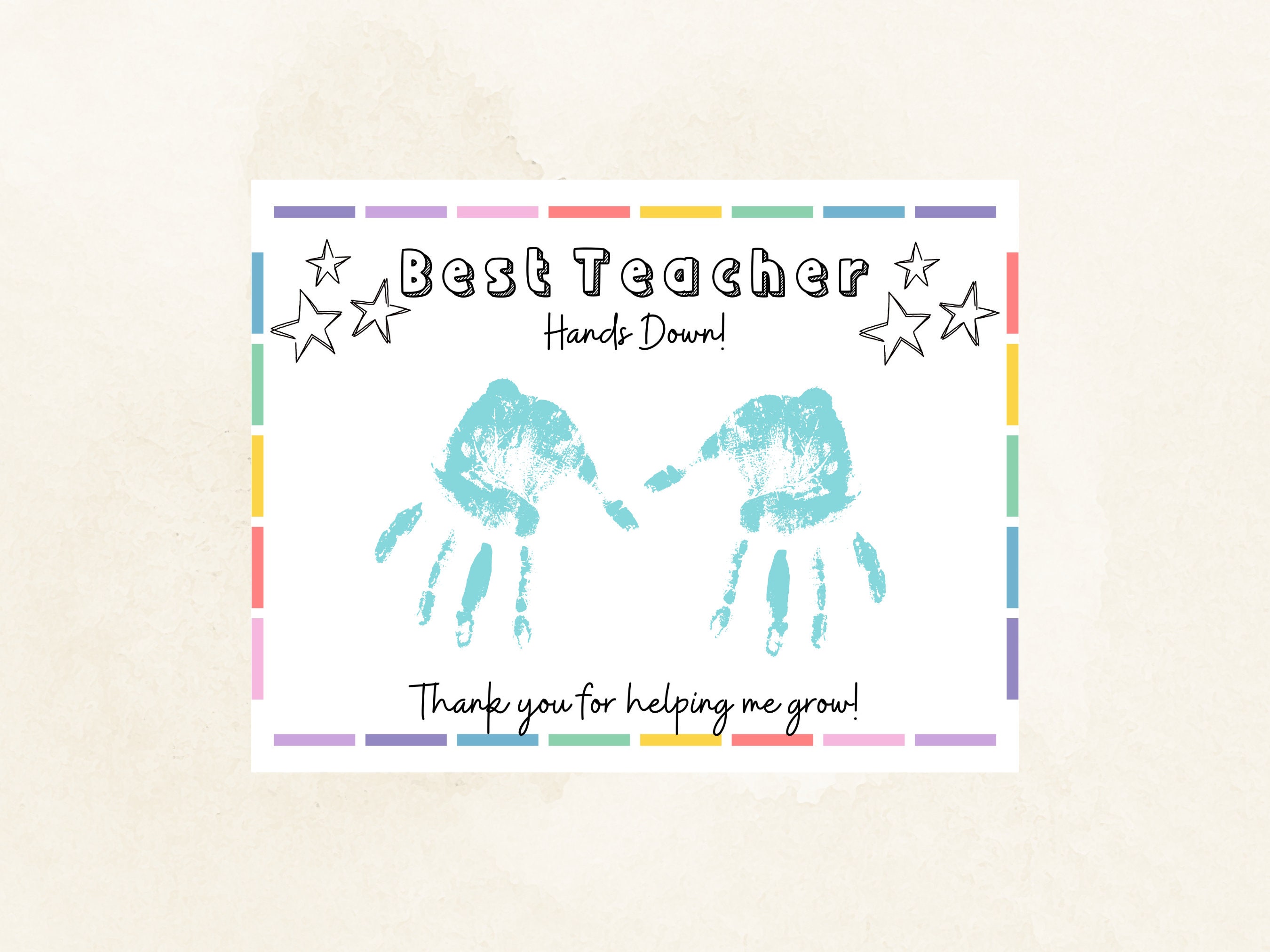 Best Teacher Hands Down Printable Craft Activity, Gift for Teacher ...
