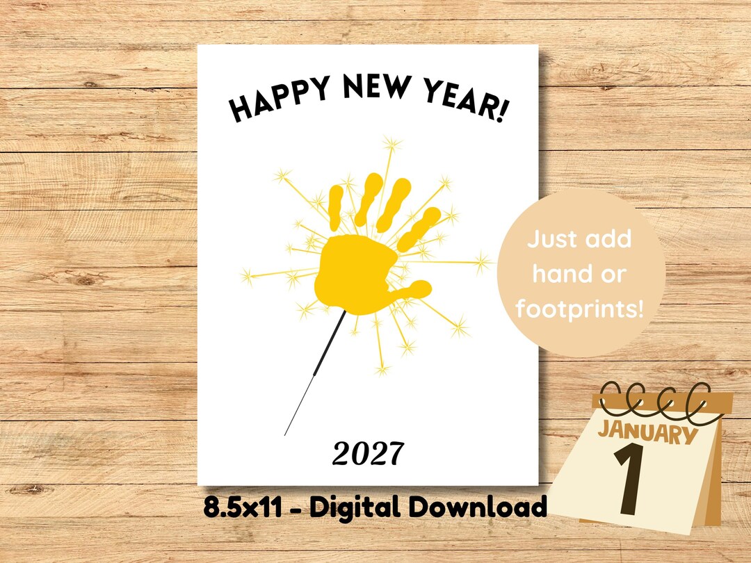 New Years Handprint Craft 2025 Kids Preschool or Daycare Activity ...