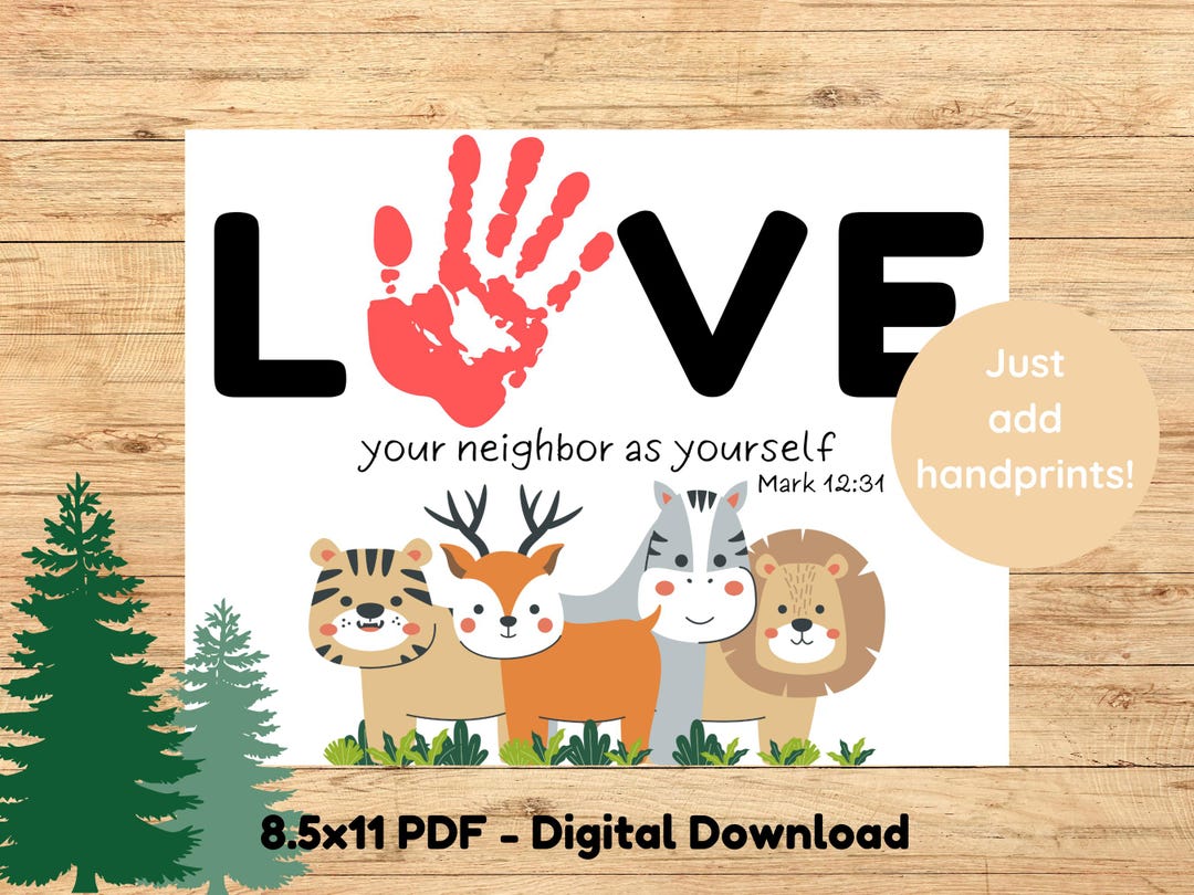 Church Kids Craft Love Your Neighbor Kids Handprint Activity for ...