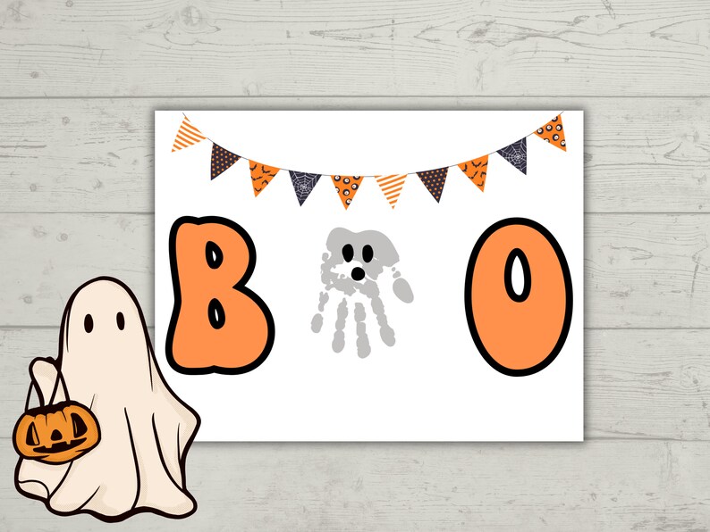 Halloween Handprint Craft: 'BOO' Ghost Art Activity (digital Download ...