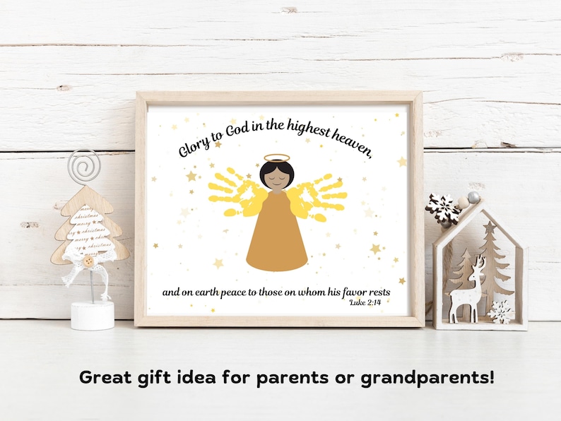 Kids Christmas Handprint Angel Craft Printable Activity, Glory to God ...