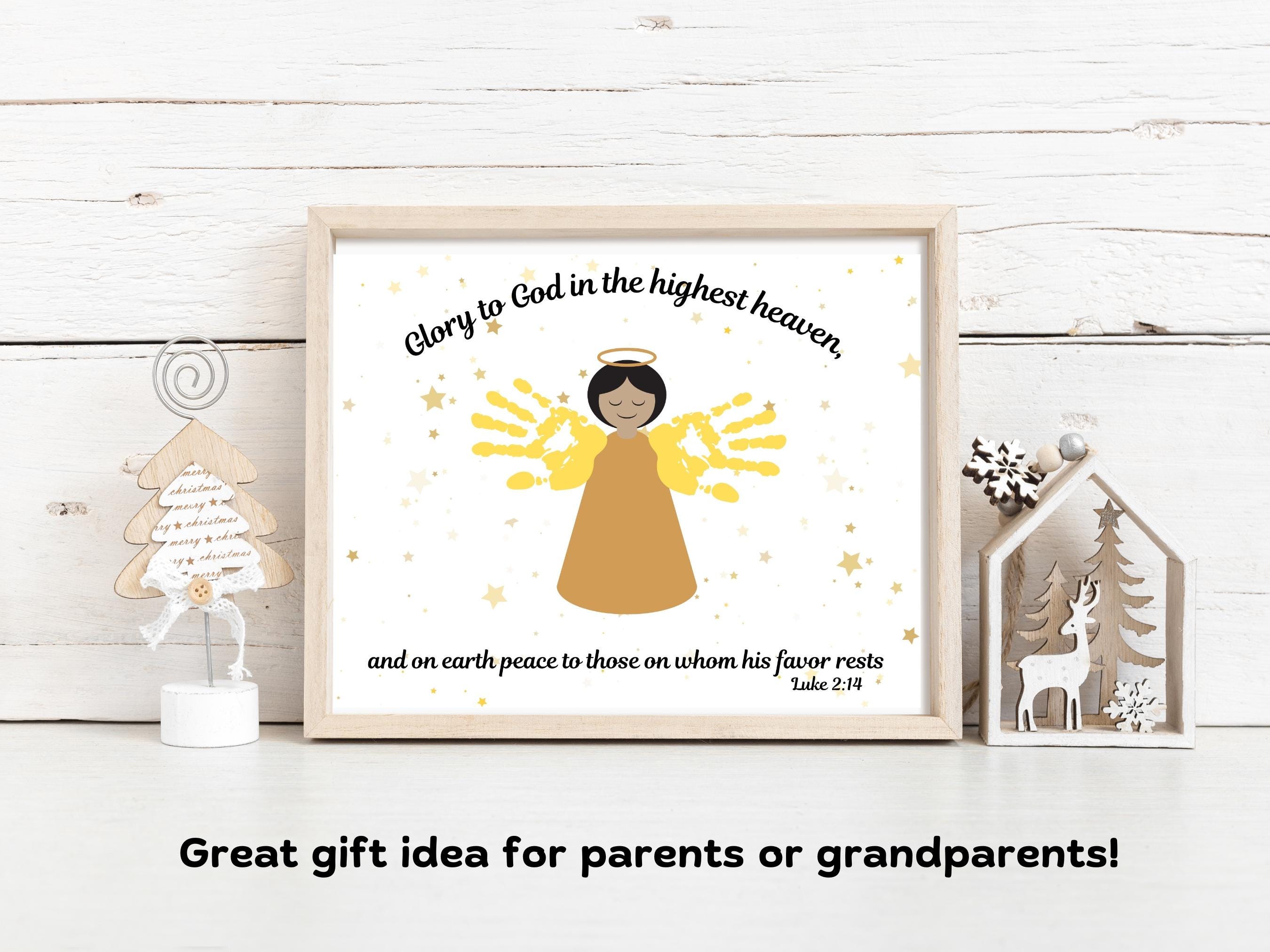 Kids Christmas Handprint Angel Craft Printable Activity, Glory to God ...