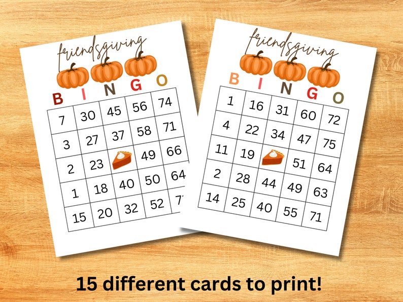 Thanksgiving Friendsgiving BINGO Game - 15 Different Game Cards ...