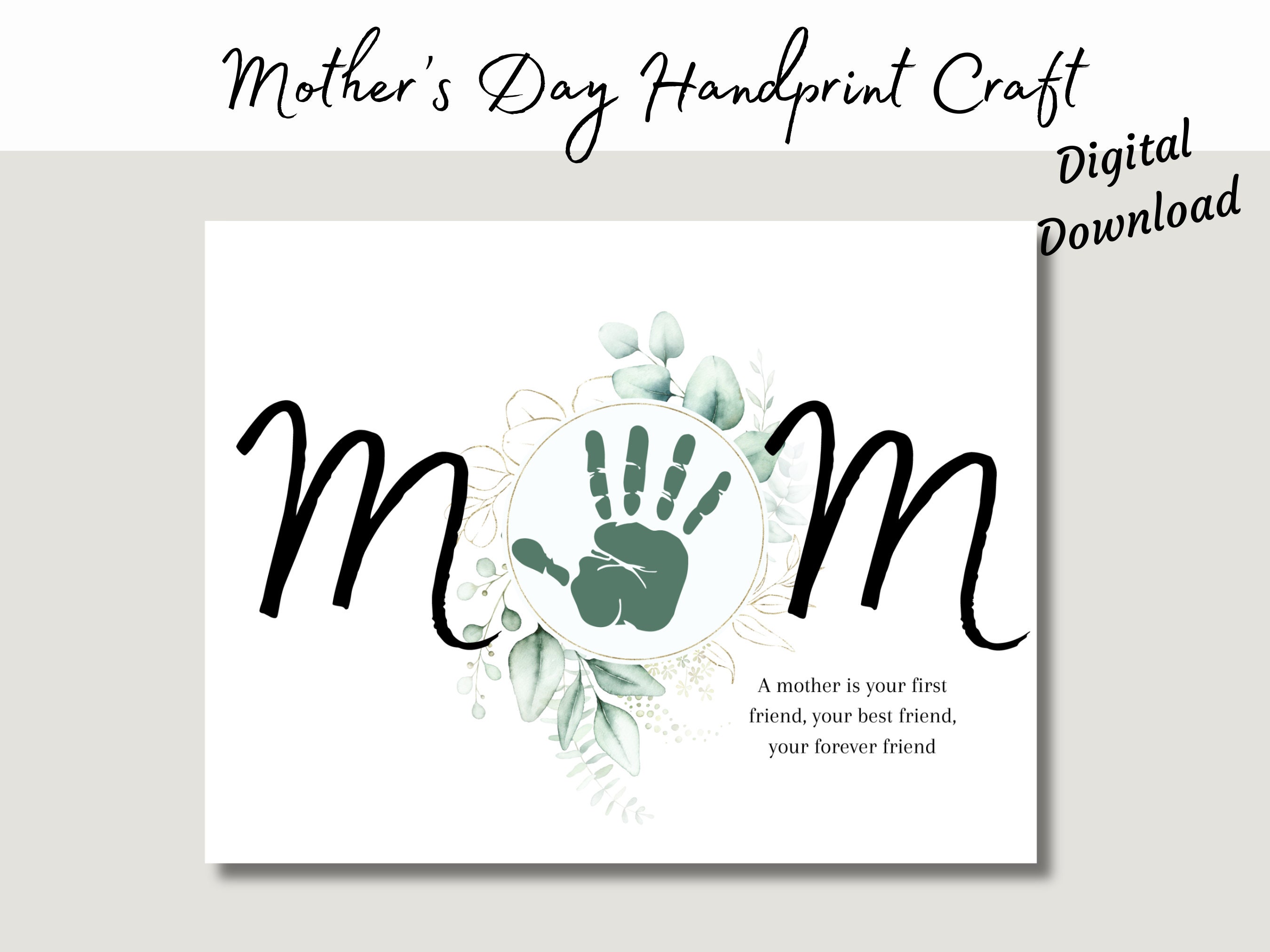 Floral Watercolor Handprint Printable for Mother's Day - Etsy
