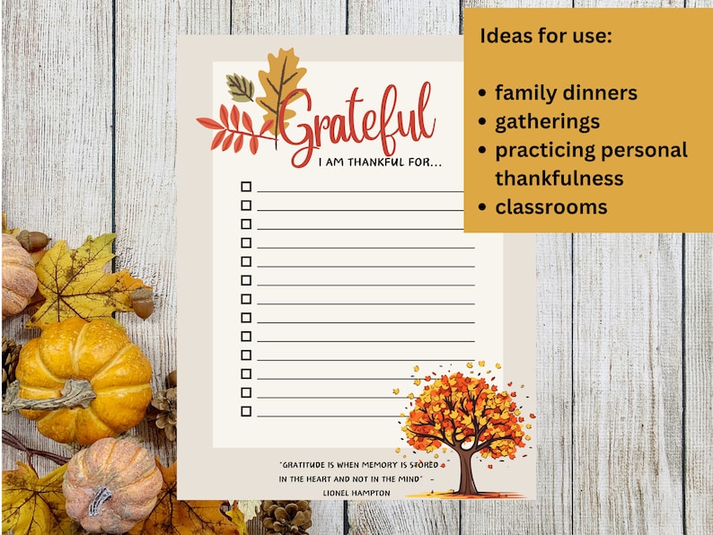 Grateful Thankful List Printable - List What You Are Grateful for - for ...