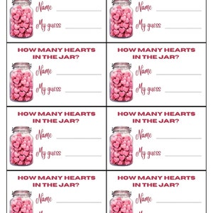 Valentines Day Game Candy Jar Heart Guessing Game Classroom Party ...