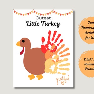 Thanksgiving Turkey Handprint Craft: Kids Art Activity (PDF) - Etsy