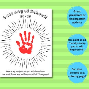 Last Day of School Handprint Craft Printable for Kids | Cute End of the ...