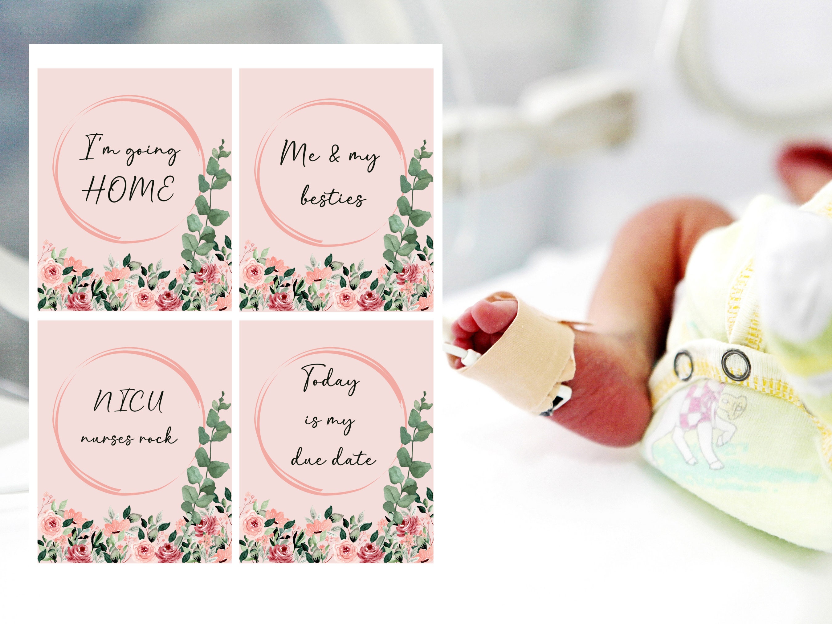NICU Baby Girl Milestone Printable Cards for NICU Parents Preemie Baby ...