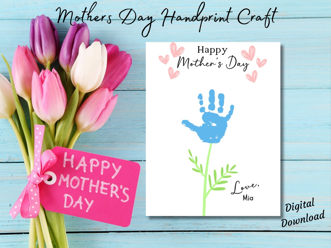 Mother's Day Kids Handprint Flower Craft Printable Gift for Mom ...