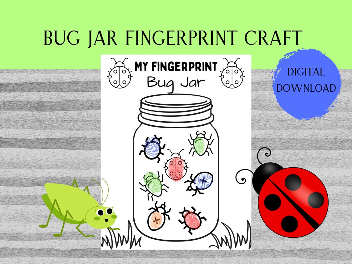Kids Fingerprint Bug Jar Insect Activity Printable for Preschool ...
