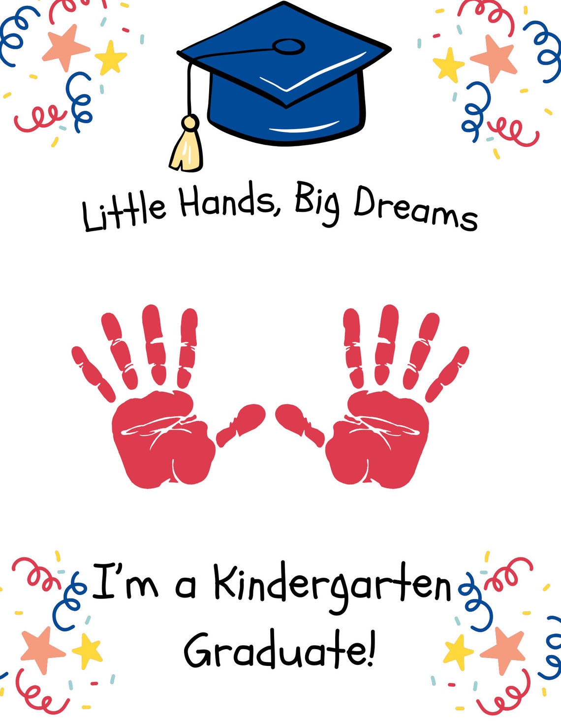 Kindergarten Graduation Handprint Craft Activity for Kids - Etsy