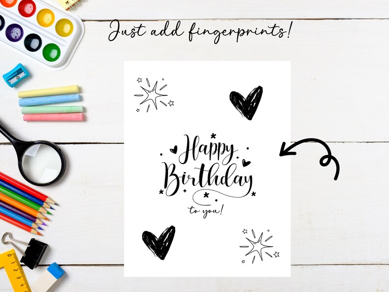 Happy Birthday Group Fingerprint Card | Gift for Student Teacher or ...