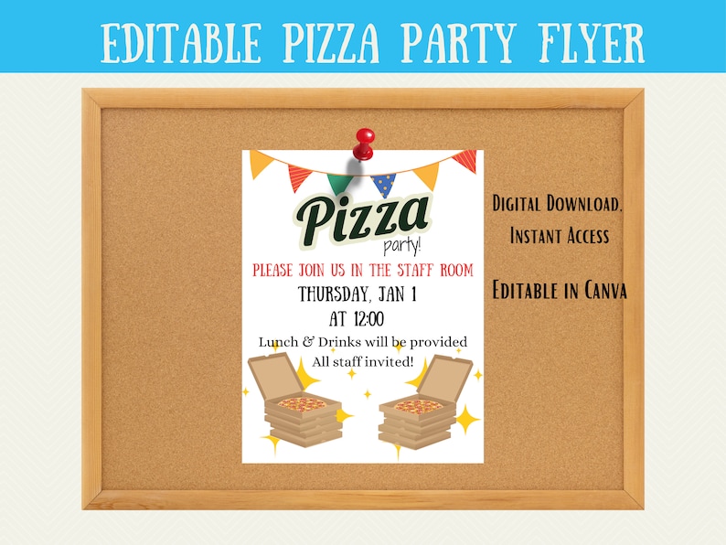 Pizza Party Flyer Staff Appreciation Pizza Lunch Office Bulletin Board ...