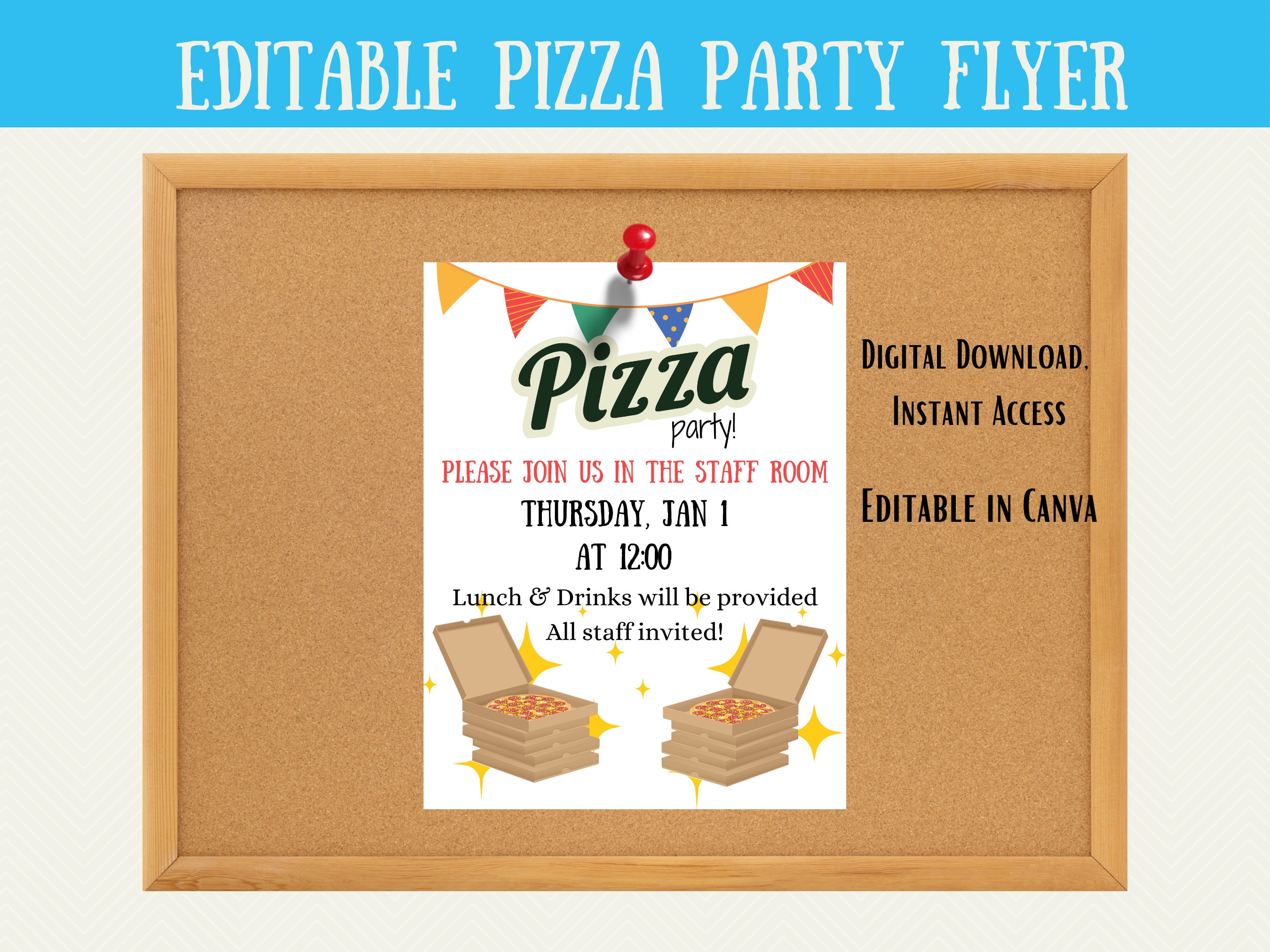 Pizza Party Flyer Staff Appreciation Pizza Lunch Office Bulletin Board ...