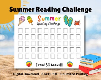Summer Reading Challenge Printable for Kids and Adults, 90 Day ...