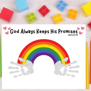 Church Kids Craft God Keeps His Promises Rainbow Handprint Activity for ...