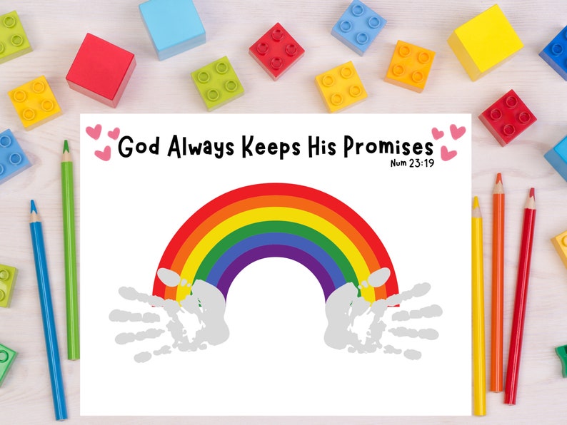 Church Kids Craft God Keeps His Promises Rainbow Handprint Activity for ...