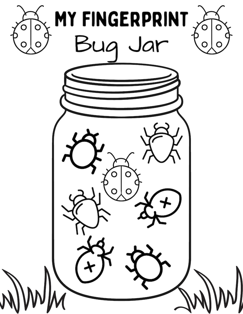 Kids Fingerprint Bug Jar Insect Activity Printable for Preschool ...
