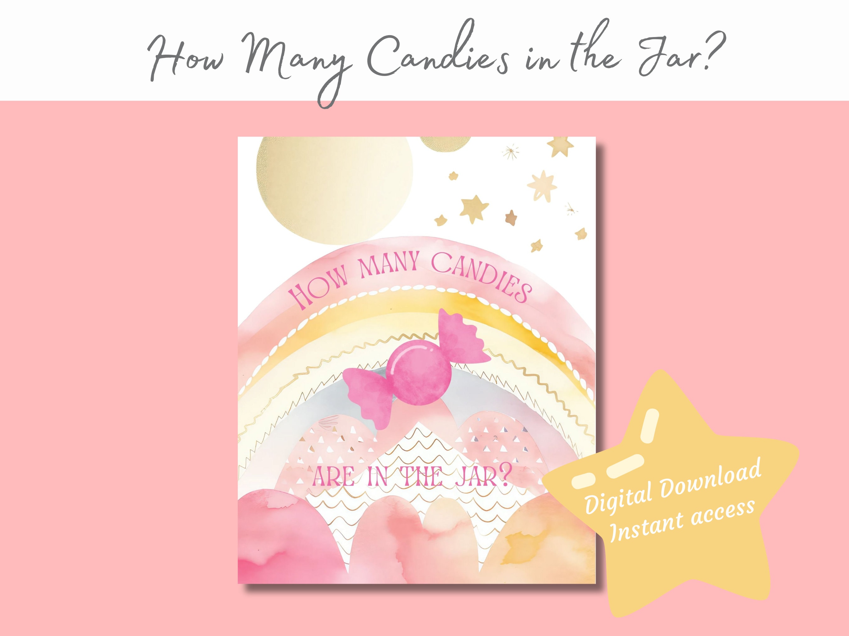 Birthday Party Guessing Game Jar Game Pink Rainbow Candy Jar Guess How ...