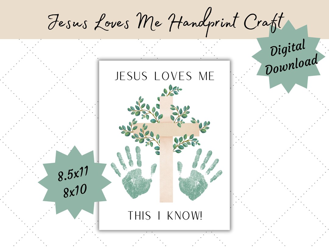 Jesus Loves Me Kids Handprint Craft for Church Nursery, Sunday School ...