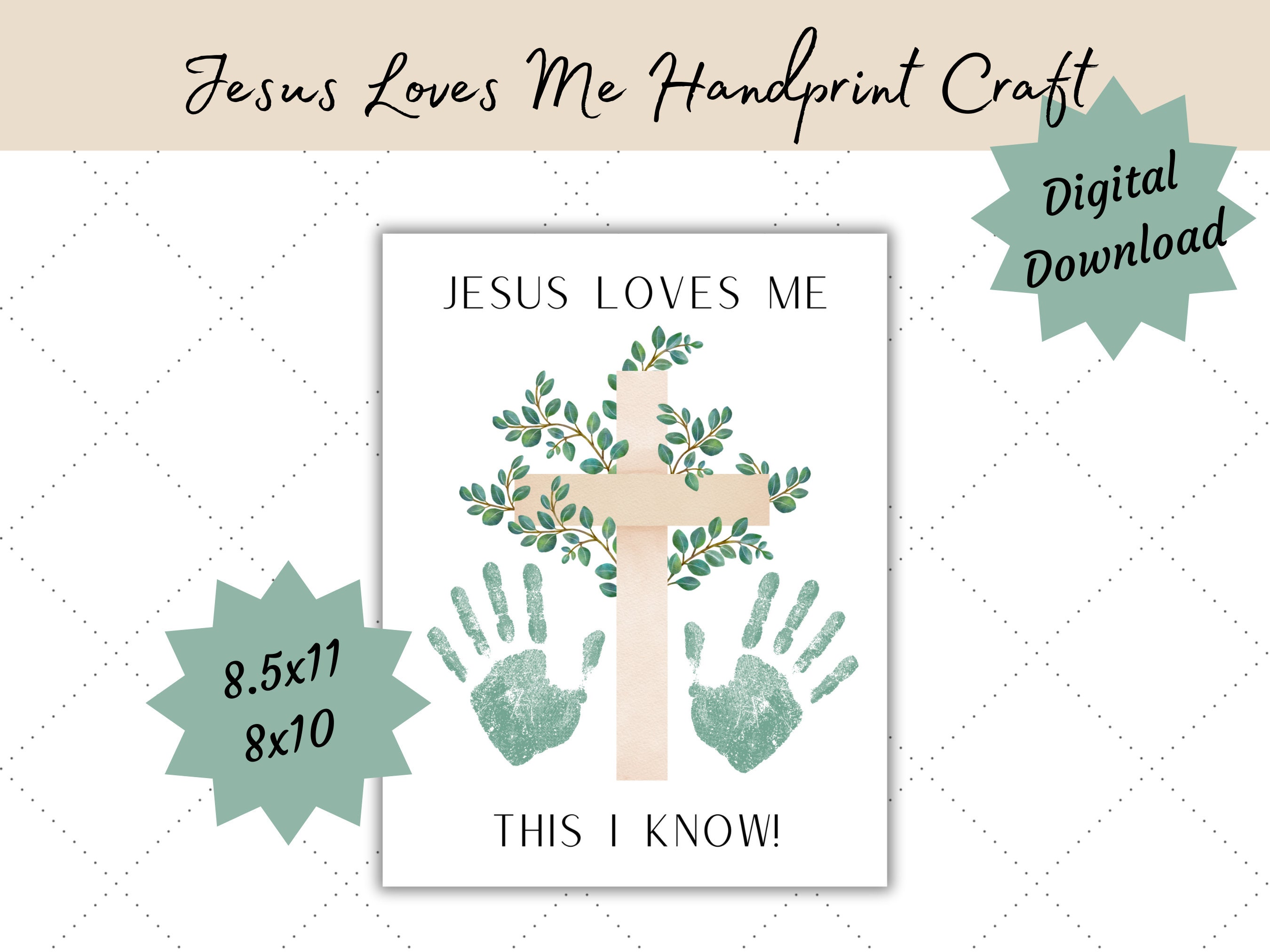 Jesus Loves Me Kids Handprint Craft for Church Nursery, Sunday School ...