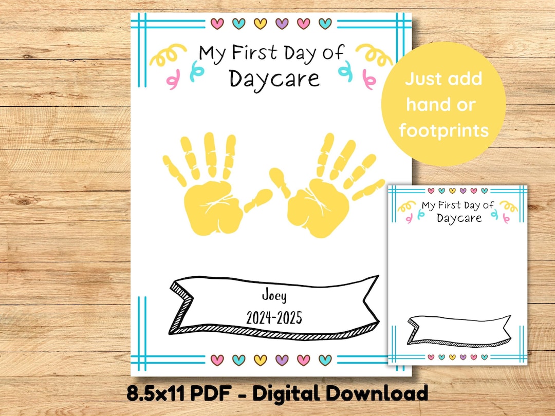 First Day of Daycare Handprint Craft Printable Activity for Baby ...