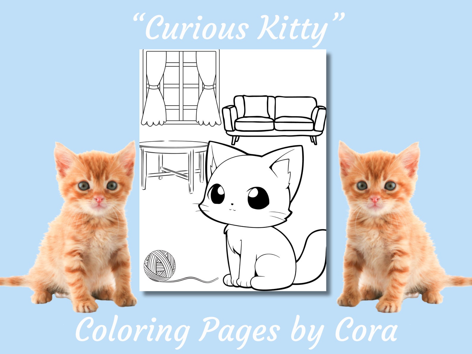 Kids Kitten Coloring Page for Preschool Cute Animal Picture Coloring ...