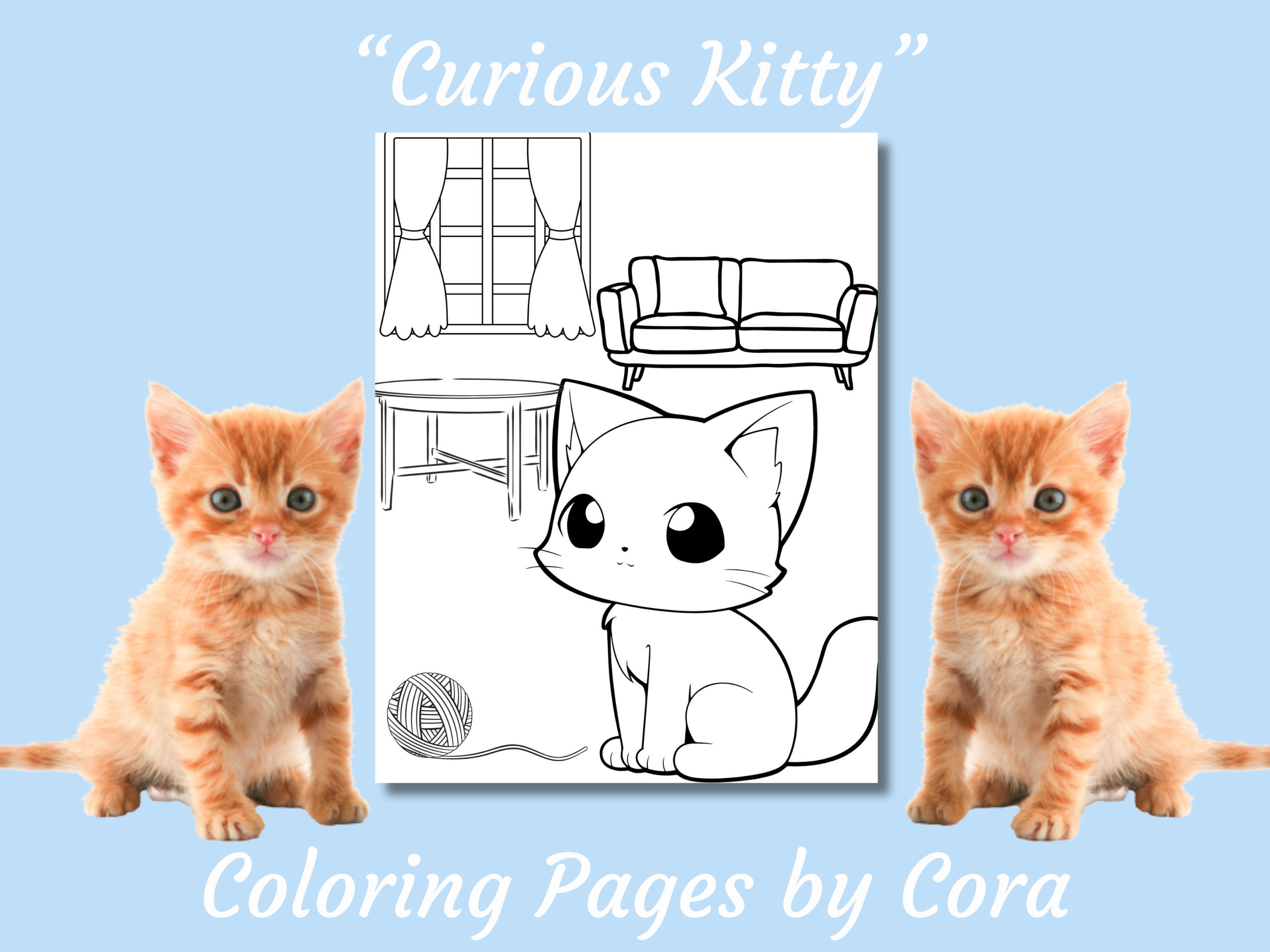 Kids Kitten Coloring Page for Preschool Cute Animal Picture Coloring ...