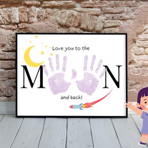 Kids Love You Moon & Back Handprint Craft Printable, Great Activity for ...