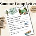 Kids Summer Camp Letter Printable - Kids Camp Note Printable Letter ...