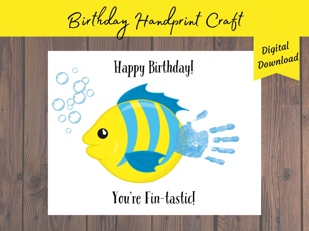 Happy Birthday Handprint Craft Card Printable, Gift From Toddler or ...