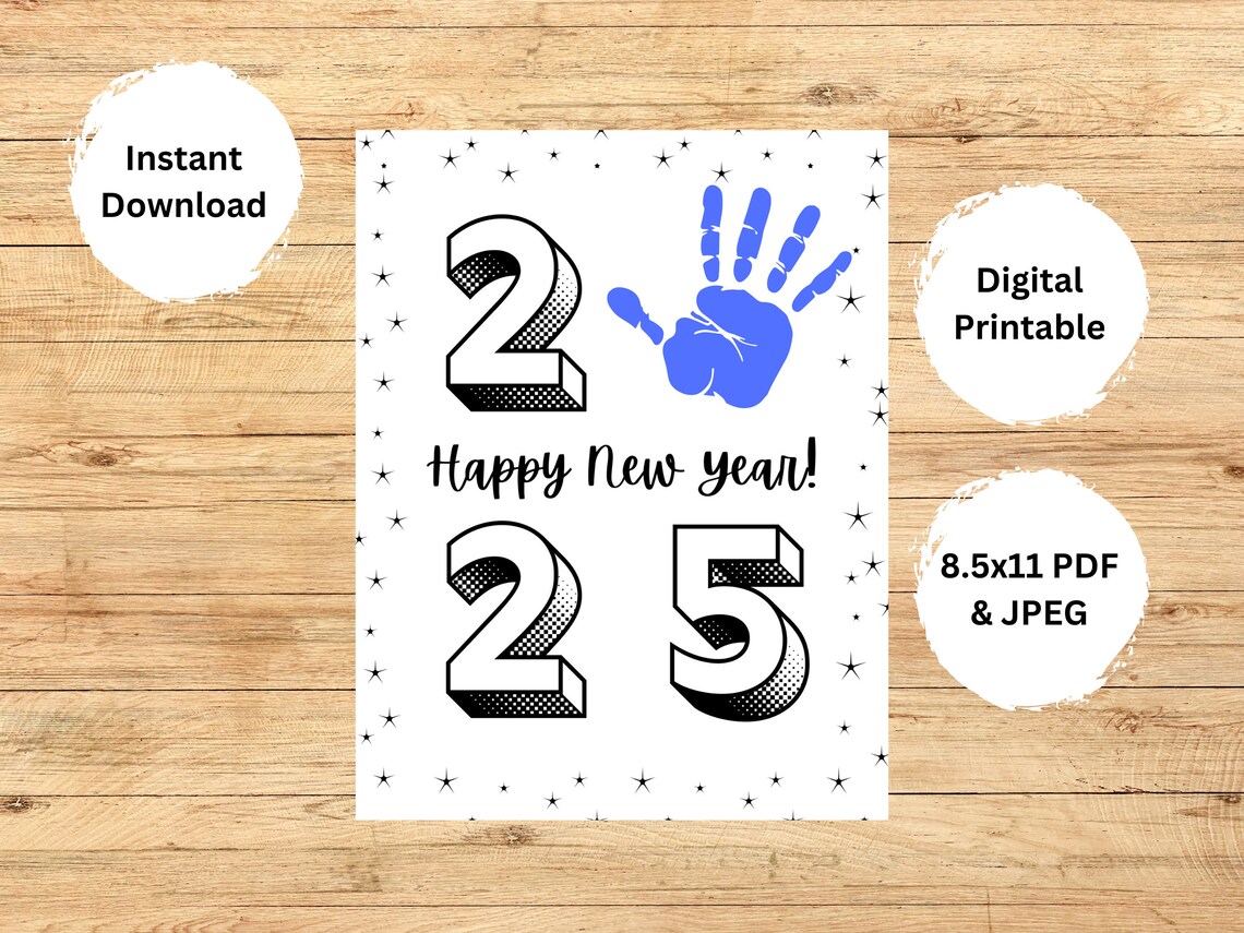 New Years Handprint Craft 2025 Kids Preschool or Daycare Activity ...