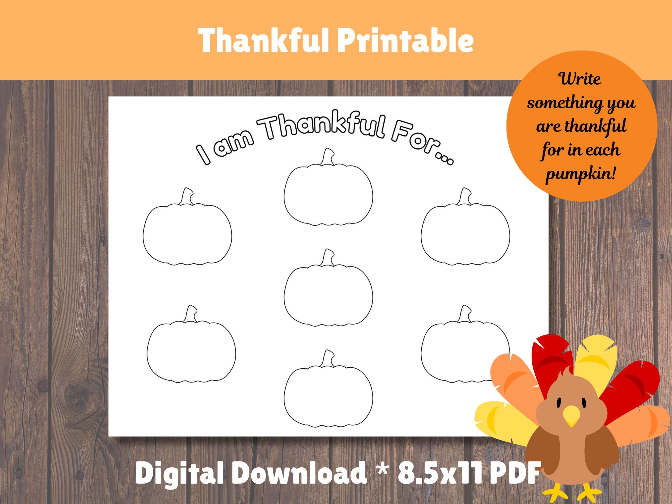 Grateful Thankful List Printable Activity for Kids - Thanksgiving ...