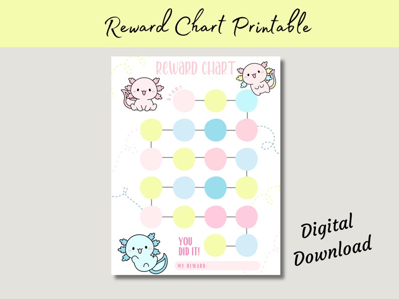 Kids Axolotl Reward Chart: Printable Behavior Tracker (PDF) - Etsy