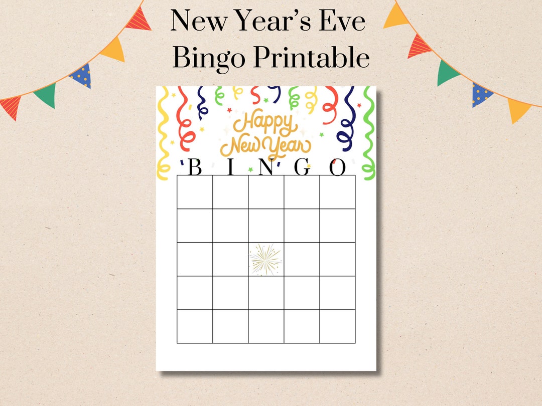 New Years Bingo Card Printable - Blank Fill In- New Years Eve Family ...
