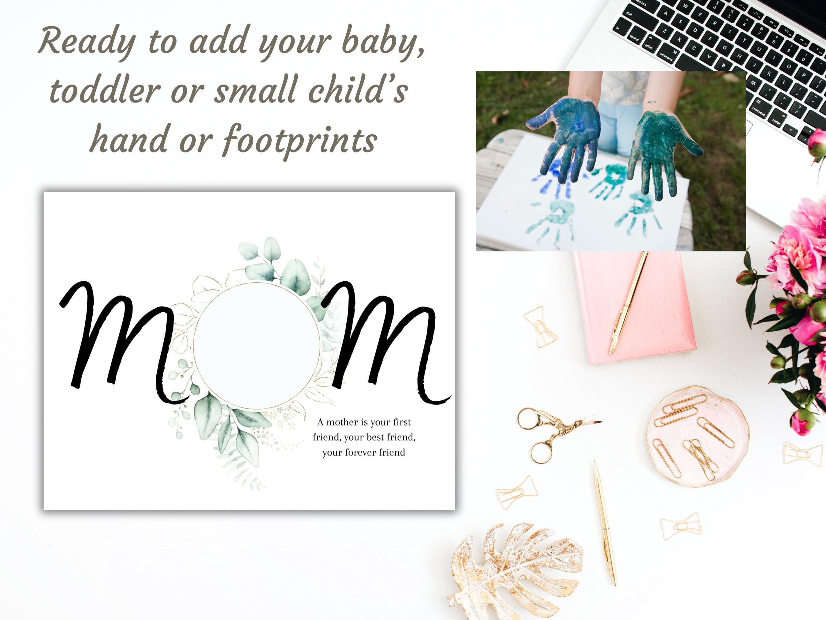 Floral Watercolor Handprint Printable for Mother's Day - Etsy