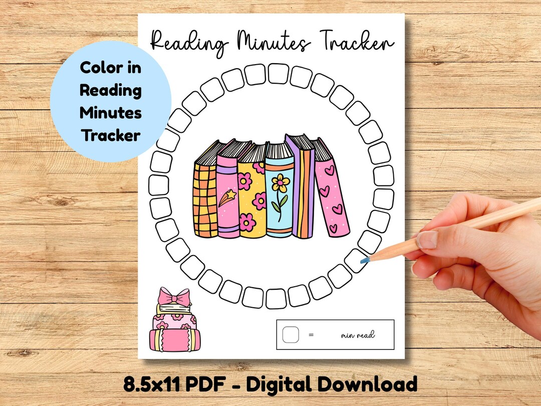 Kids Girls Reading Reward Tracker Printable, Minutes Read School ...