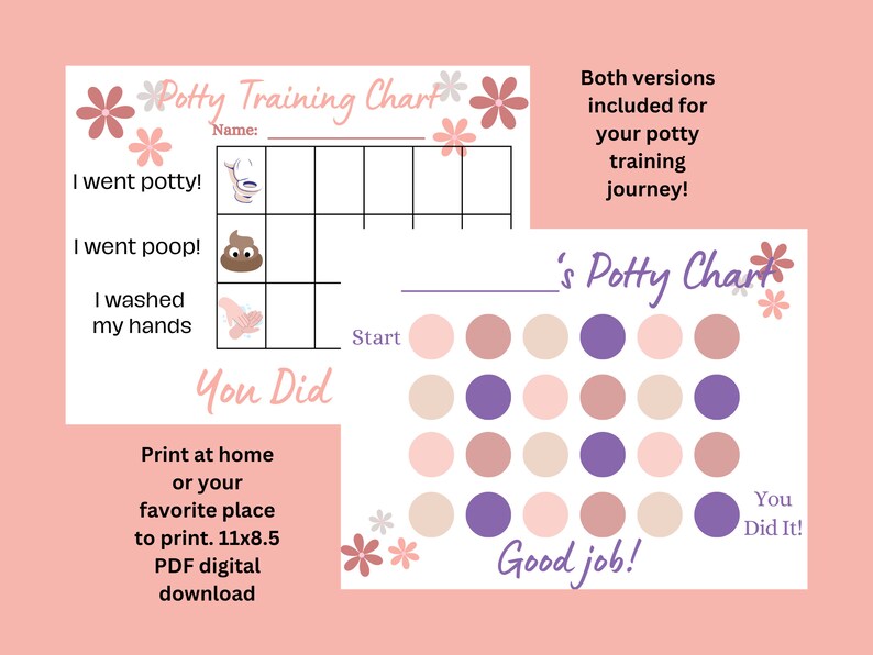 Kids Potty Toilet Training Printable Chart Girl Reward Potty Training ...
