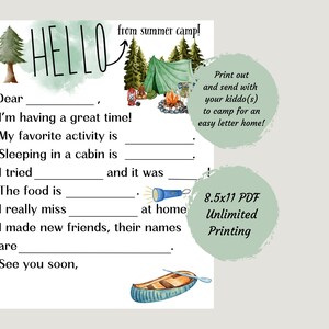 Kids Summer Camp Letter Printable - Kids Camp Note Printable Letter ...