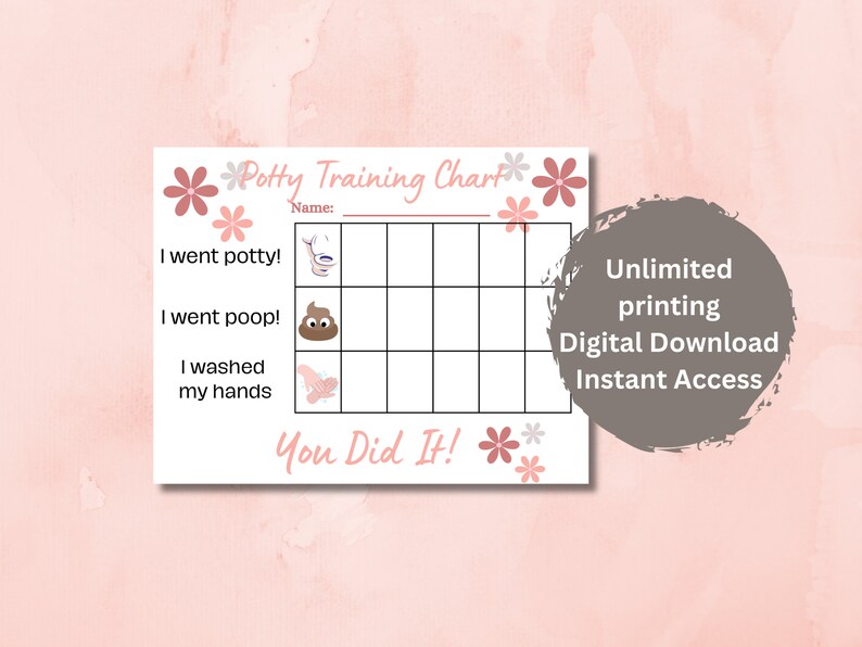 Kids Potty Toilet Training Printable Chart Girl Reward Potty Training ...