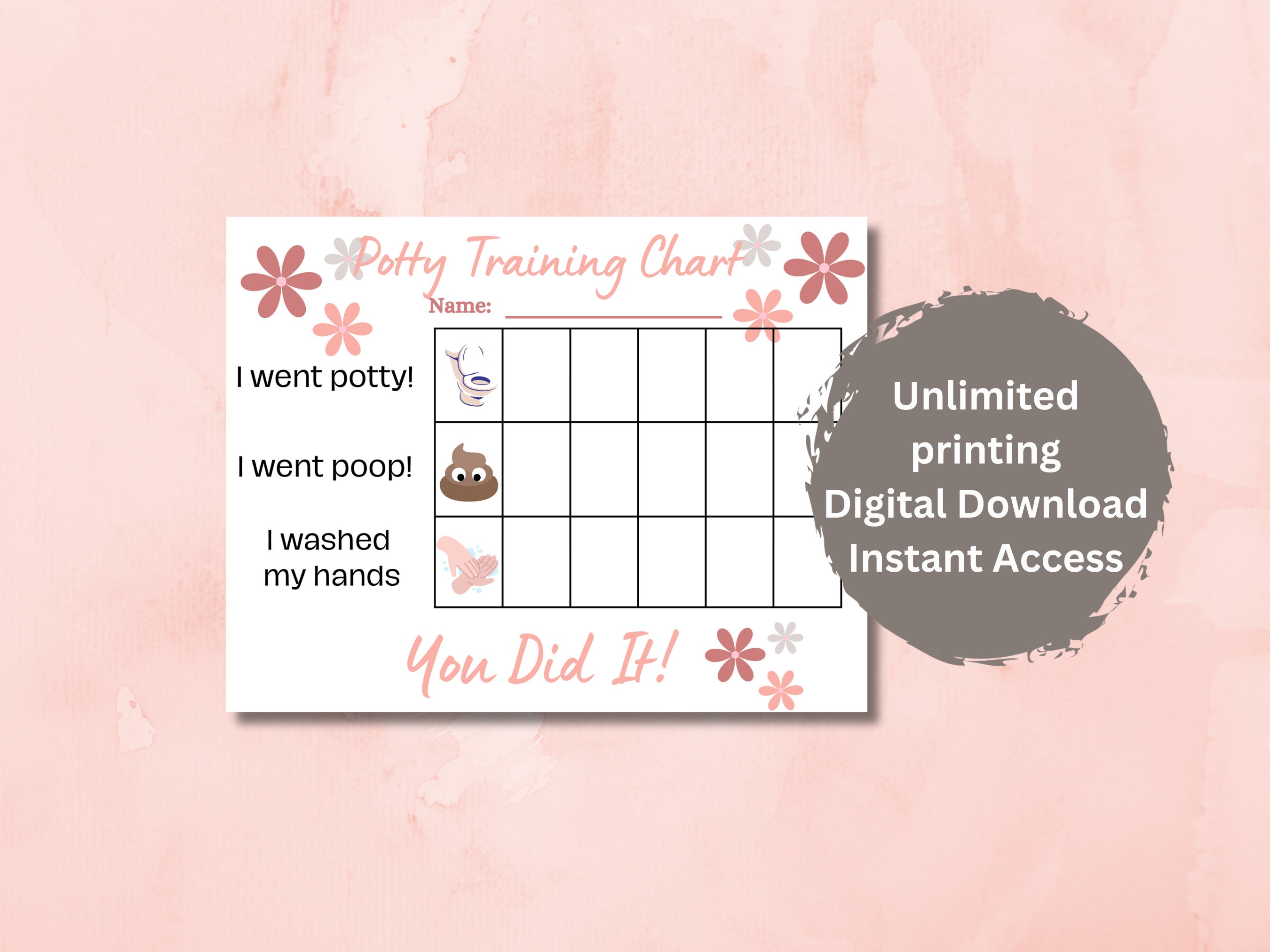 Kids Potty Toilet Training Printable Chart Girl Reward Potty Training ...